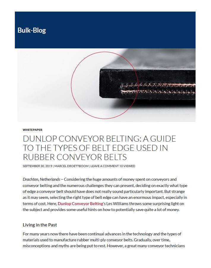 Bulk Blog - A GUIDE TO THE TYPES OF BELT EDGE - Fenner Dunlop Conveyor ...