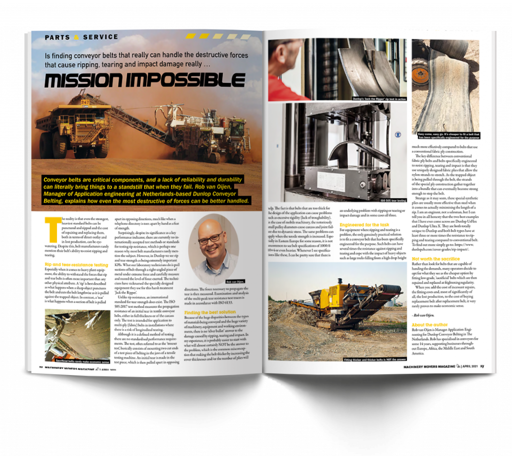 Machinery Movers Magazine - Fenner Dunlop Conveyor Belting